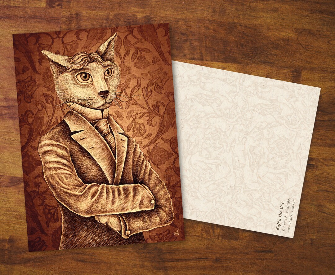 Postcard kafka the Cat Gift Card Cat Card - Etsy