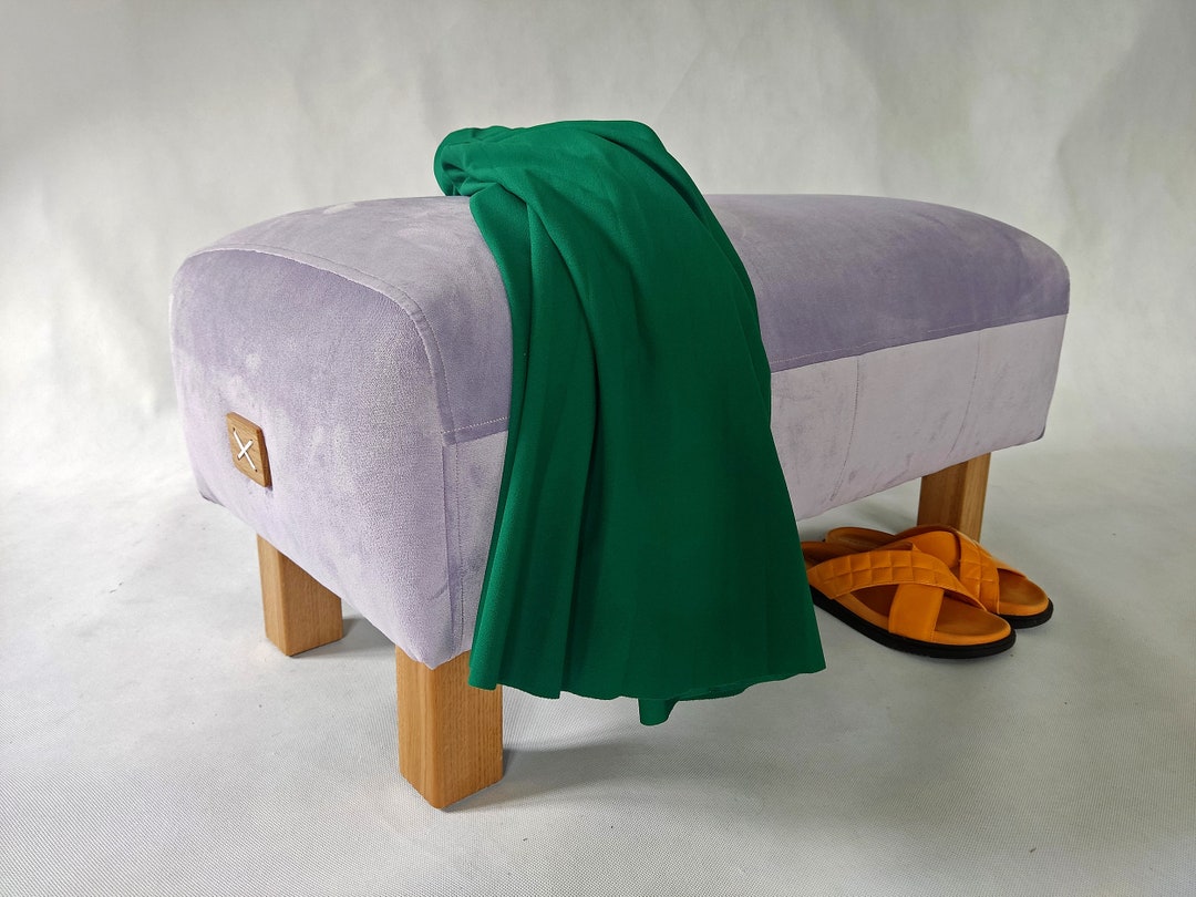 Modern Violet Entry Way Bench, Upholstered Velvet Ottoman, Living Room ...