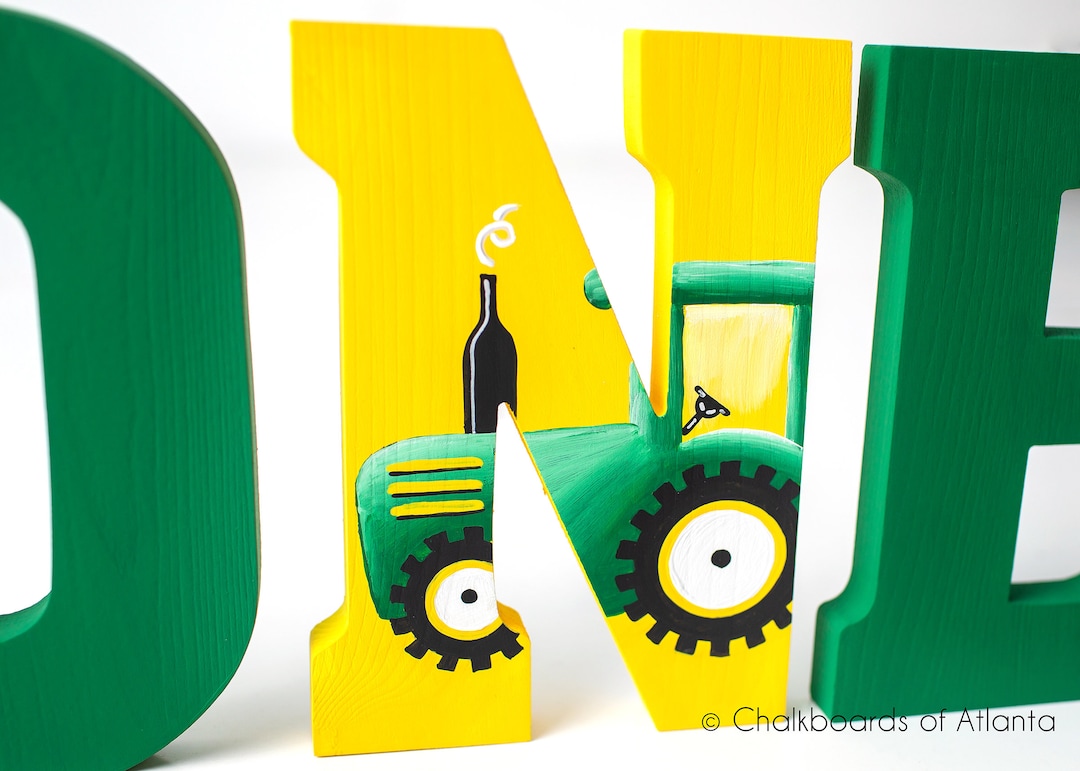 Tractor ONE Letters: Hand-painted Farm 1st Birthday Decor - Etsy
