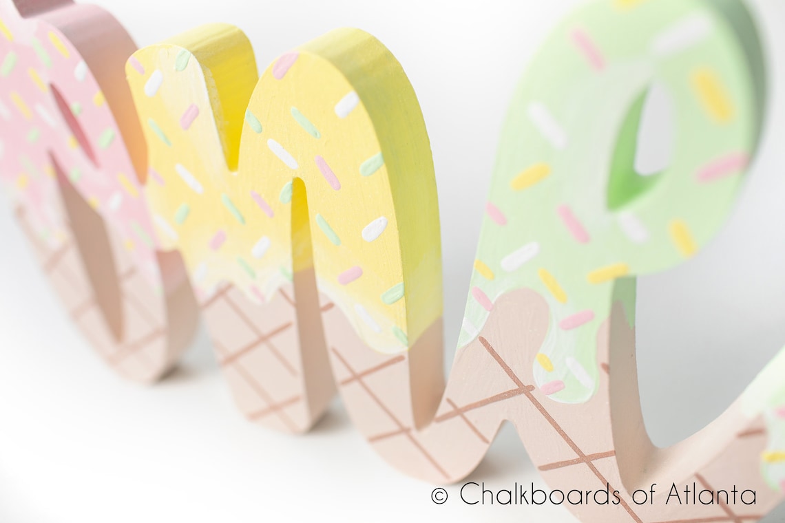 Ice Cream Script Letters Party Decorations Ice Cream - Etsy