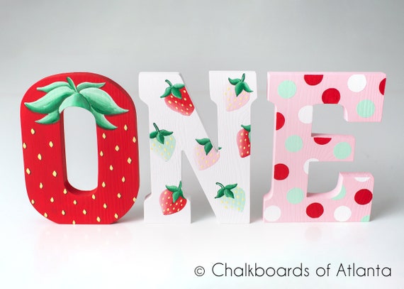Strawberry 1st Birthday Letters First Birthday Strawberry | Etsy