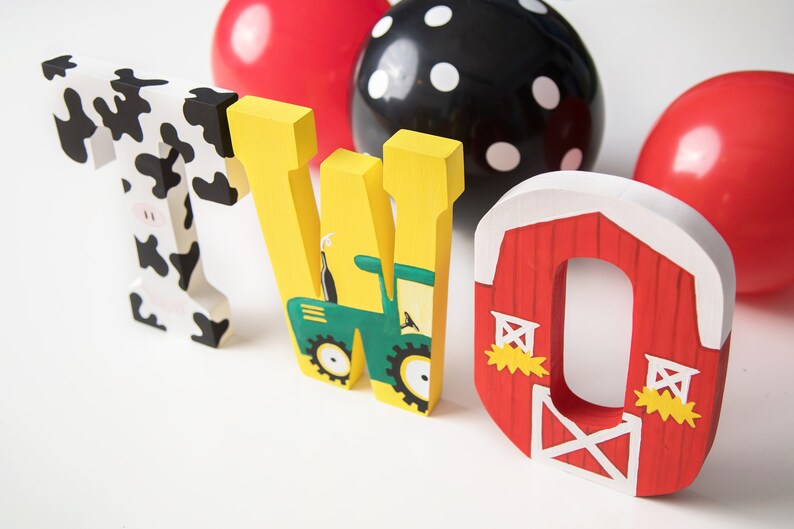 Hand Painted Barnyard TWO Letters: Farm 2nd Birthday Decor - Etsy
