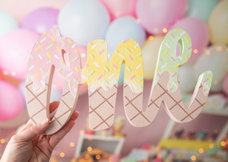 Ice Cream Script Letters Party Decorations Ice Cream - Etsy