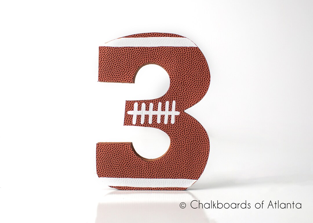 Football 3rd Birthday: Hand-painted Wood Number Prop - Etsy