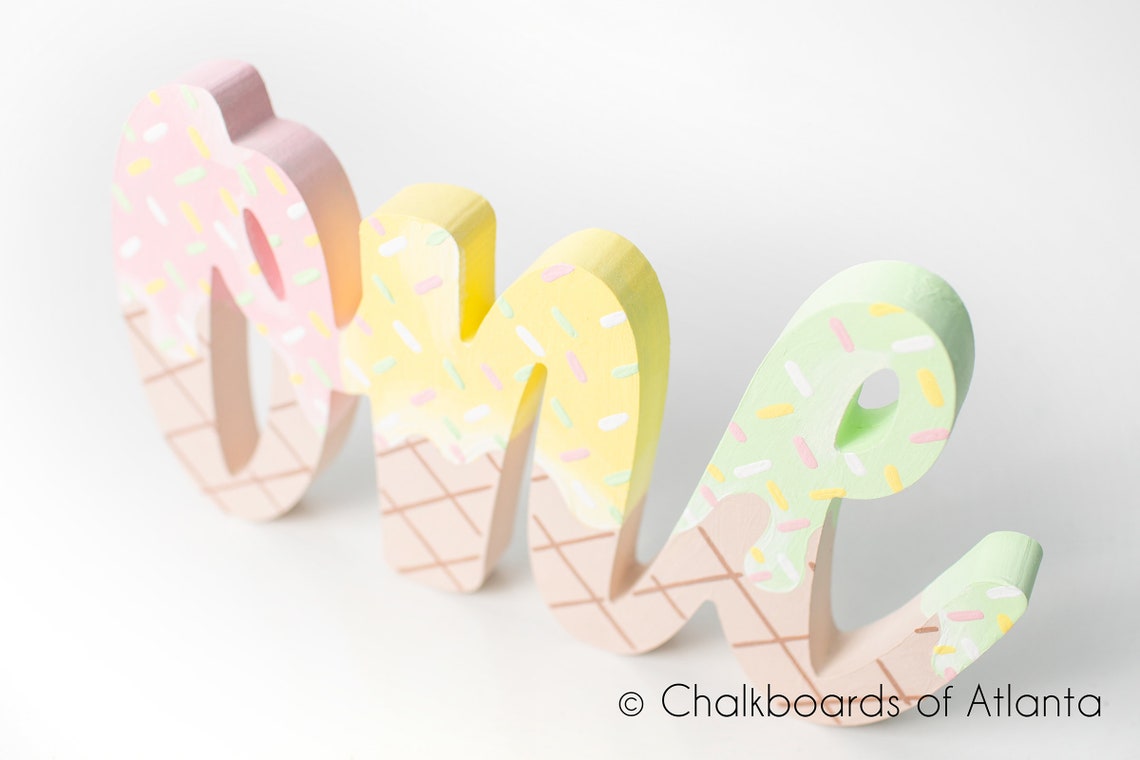 Ice Cream Script Letters Party Decorations Ice Cream - Etsy