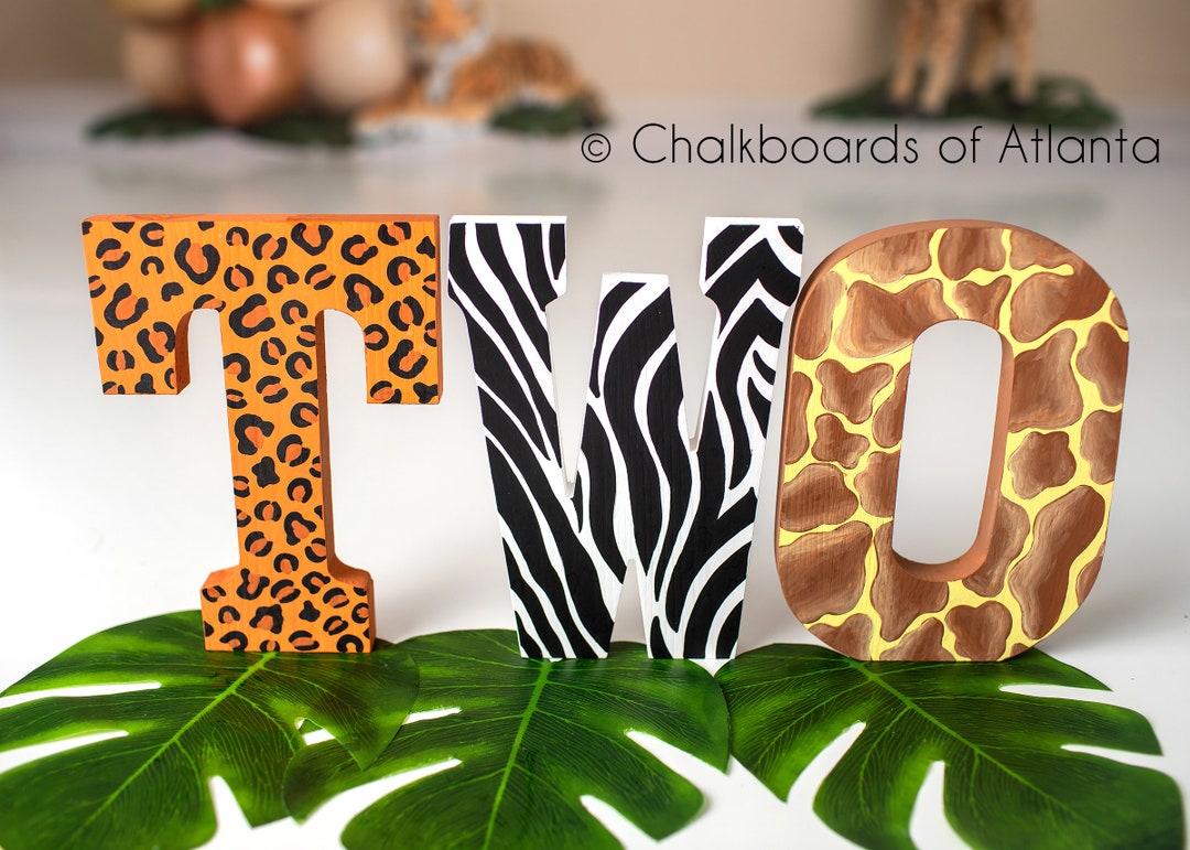 Jungle Animal Print TWO Letters: Hand-painted Safari Birthday Decor - Etsy
