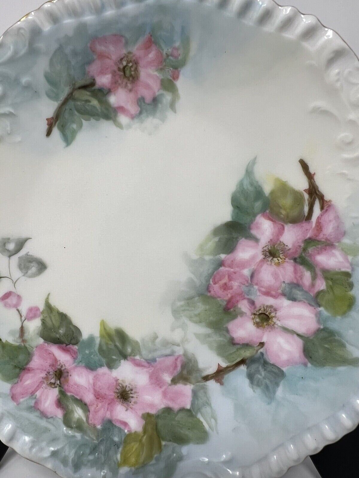 Antique 1903 T&V Limoges France Hand Painted Plate Pink Flowers 6 Signed GB - Etsy
