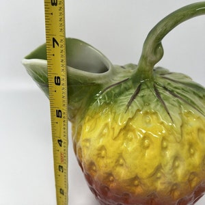 Vtg Strawberry Water Majolica Pitcher Main Course Bloomingdales Made in ...