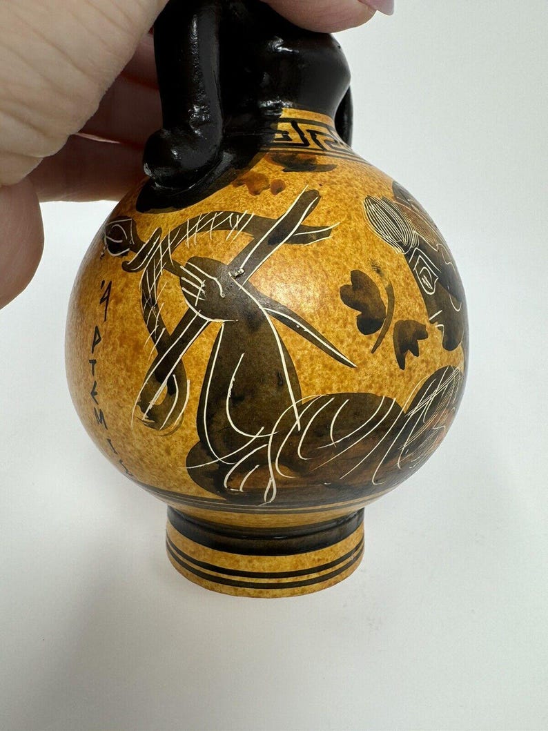 Greek Hand Made Museum Replica of Two Handled Urn by Patsas Ceramics 5. ...