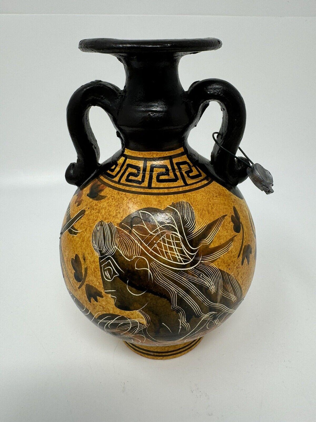 Greek Hand Made Museum Replica of Two Handled Urn by Patsas Ceramics 5. ...