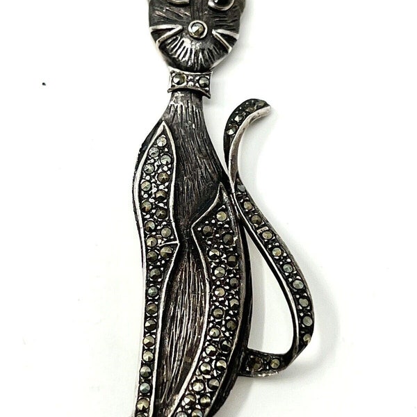 Sterling Cat Pin - Etsy