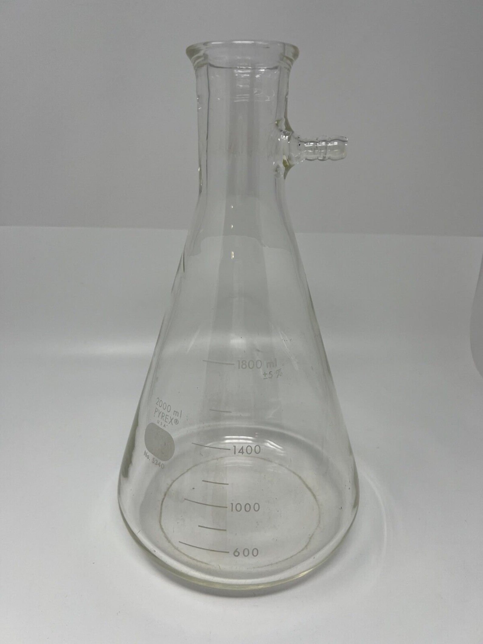 PYREX Glass 2000ml Filtering Flasks Heavy Wall Side Tube 1/2 OD 5340-2L ...
