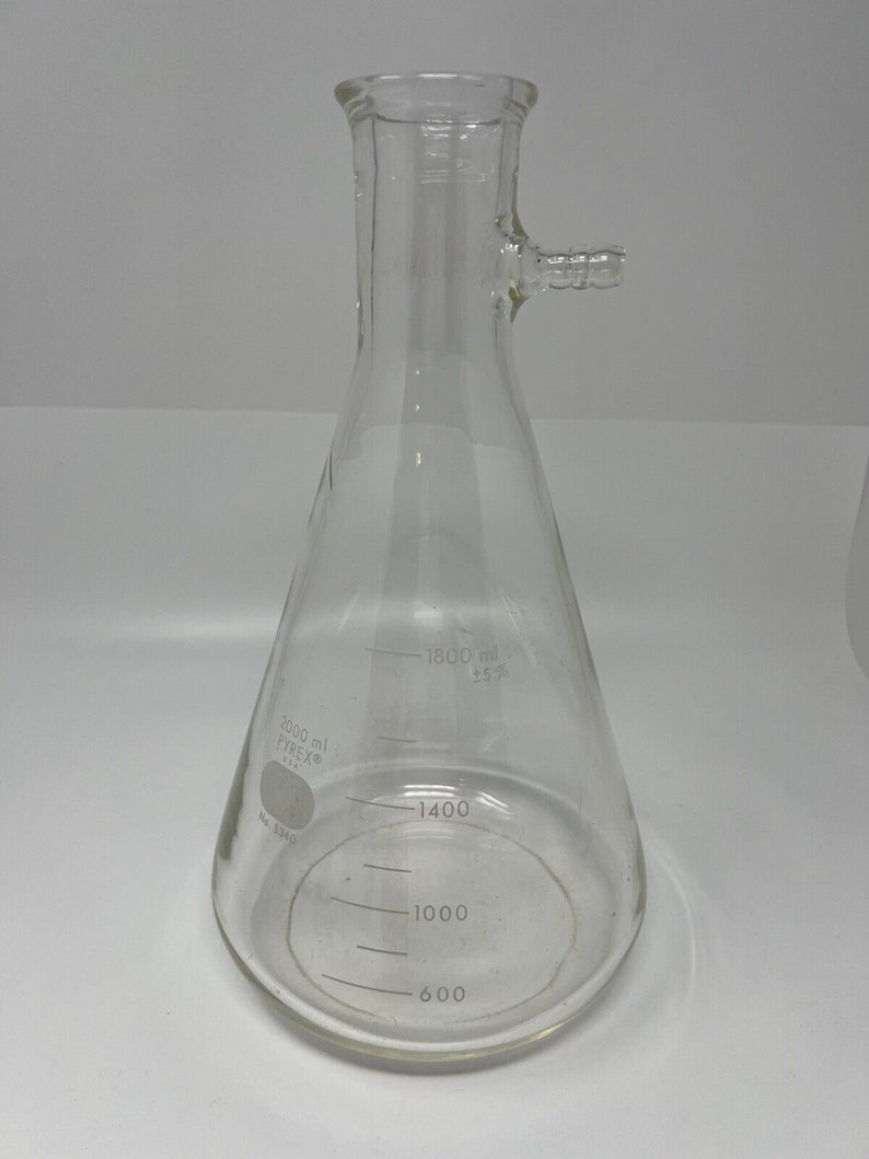 PYREX Glass 2000ml Filtering Flasks Heavy Wall Side Tube 1/2 OD 5340-2L ...