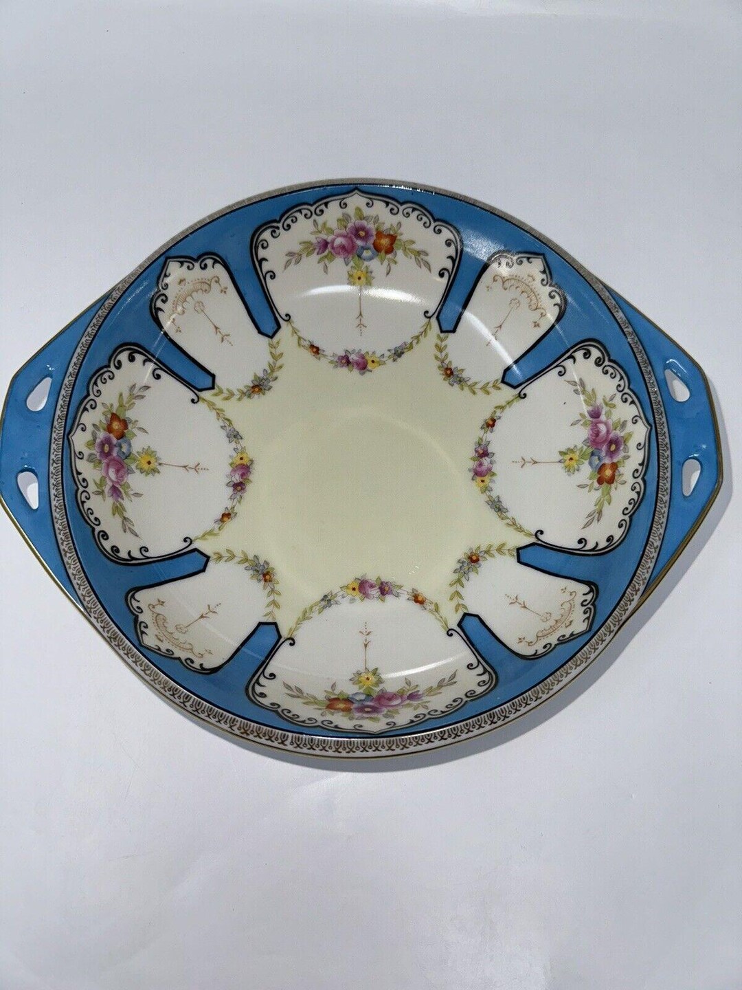 Antique Noritake Morimura M Mark Hand Painted Floral Blue Pink Handle ...