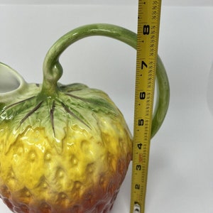 Vtg Strawberry Water Majolica Pitcher Main Course Bloomingdales Made in ...