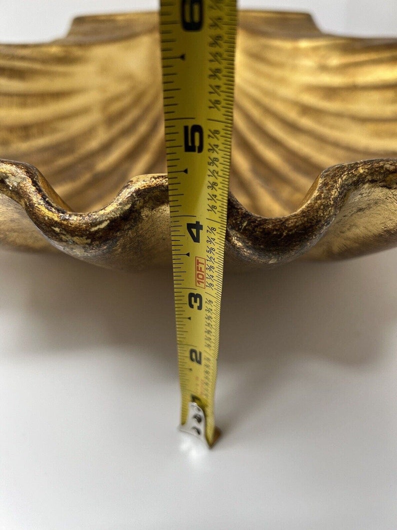 Vintage 1960’s Bellini Piu Italy Large Pottery Gold Clam Shell Bowl 17. ...