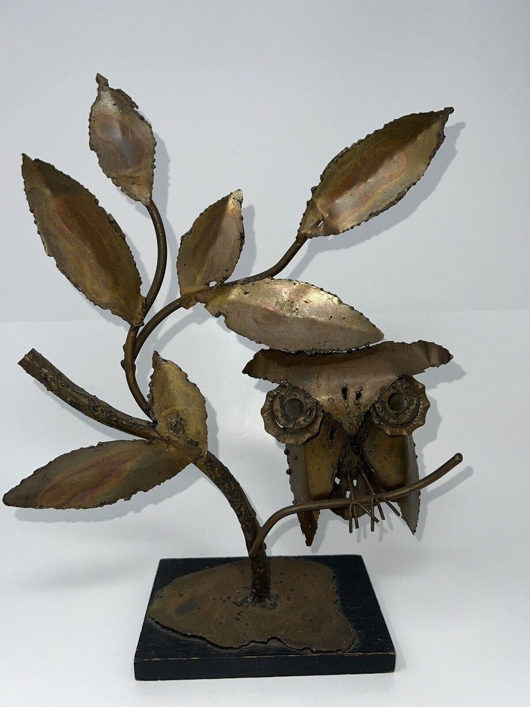 Vintage Mid Century Brutalist Owl on Branch Sculpture Metal Welded Art 13.5” H - Etsy