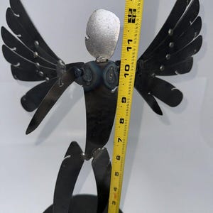 Unique Metal Art Angel W/ Wings Sculpture Artist Crafted / Cut & Forged ...