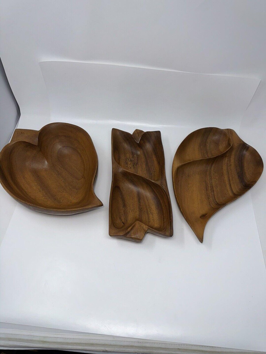 Vintage MCM Blair Hawaii Monkey Pod Wood Bowls Hand Carved Signed Set ...