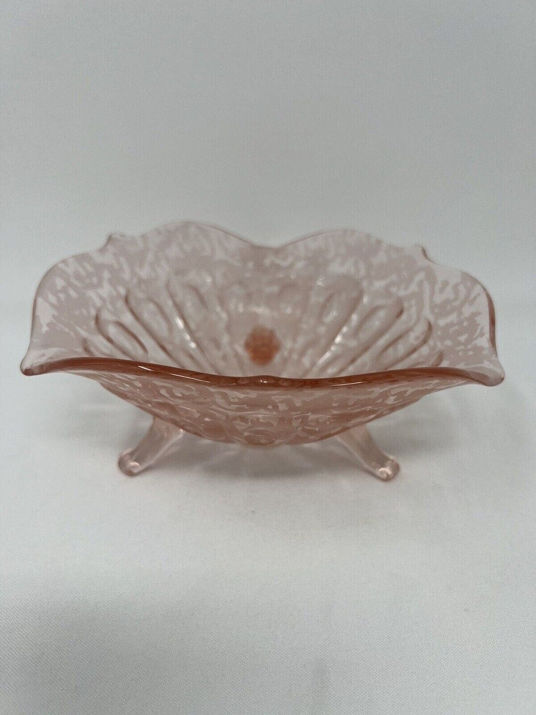 Vintage 3 Footed Pink Depression Glass Reproduction Candy Dish Made in ...