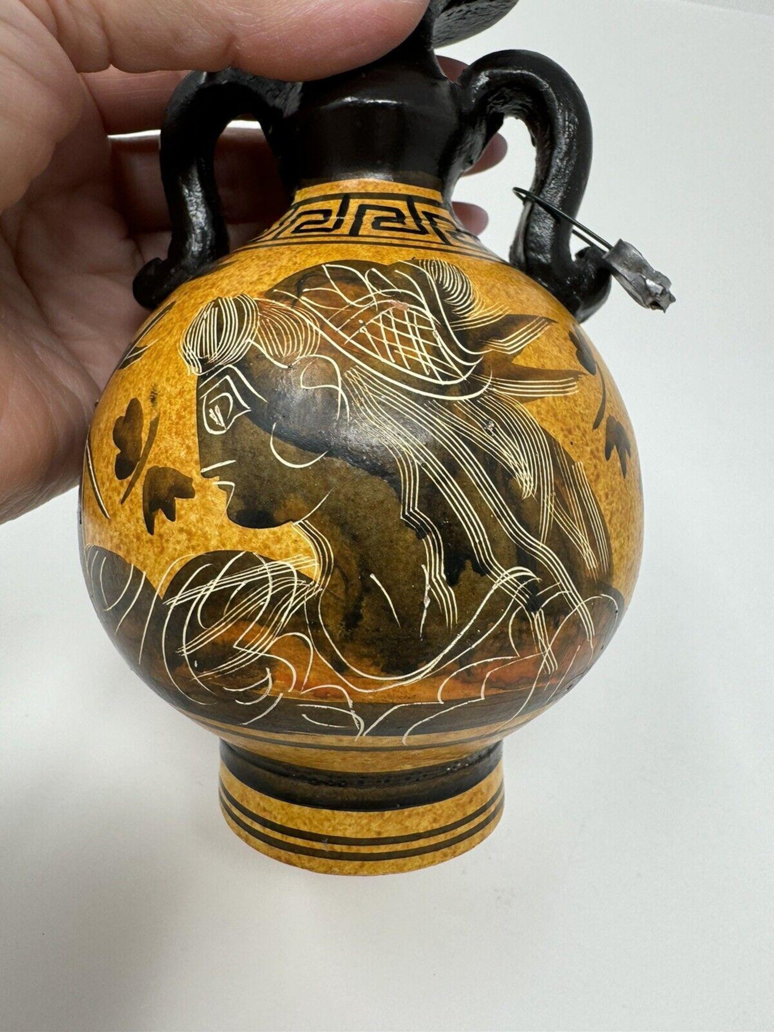 Greek Hand Made Museum Replica of Two Handled Urn by Patsas Ceramics 5. ...