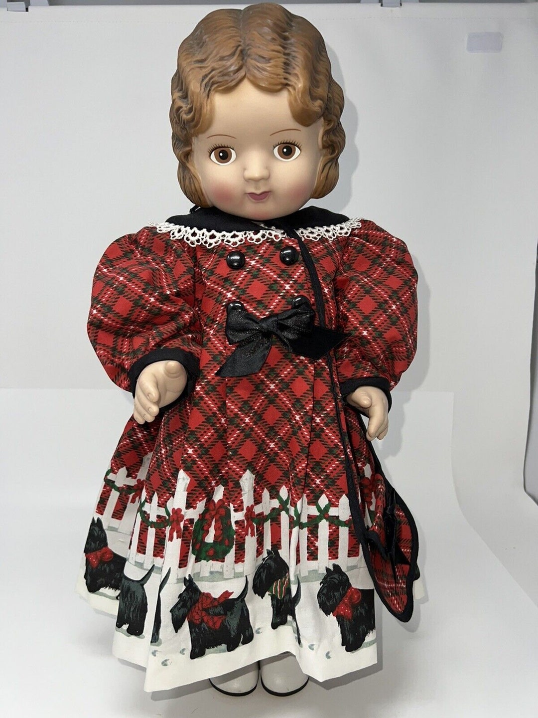 Daisy Kingdom Pansy Doll 18" Brown Hair Brown Eyes Plaid Dress With ...