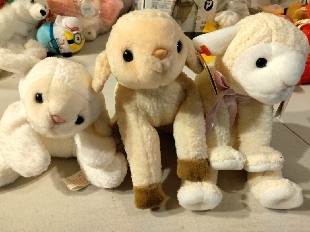 Ty Beanie Babies Fleece, Ewey, and Fleecie the Christmas White Lamb ...