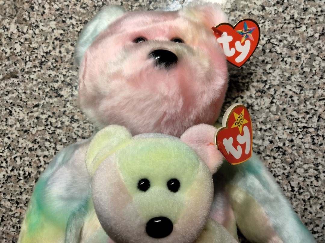 Ty Beanie Babies and Buddies B.B. the Colorful Tye Dyed Birthday Bear ...
