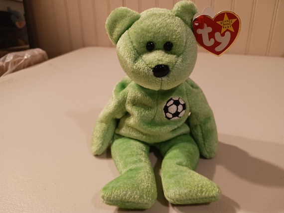 Green beanie baby with soccer ball store