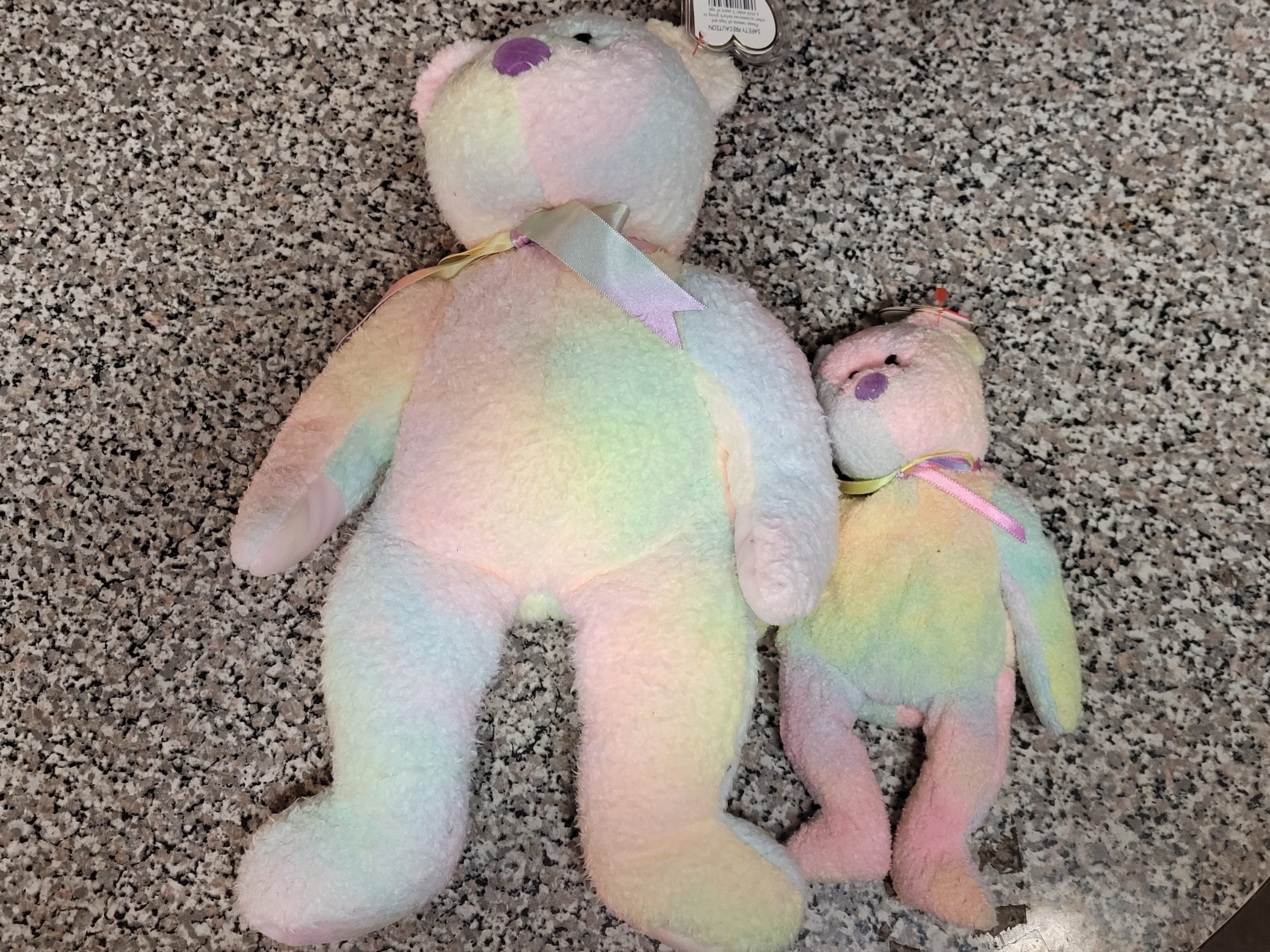 Ty Beanie Babies and Buddies Groovy the Nappy Pastel Rainbow Colored Super Soft Plushy Bear 2pc. Set Etsy UK