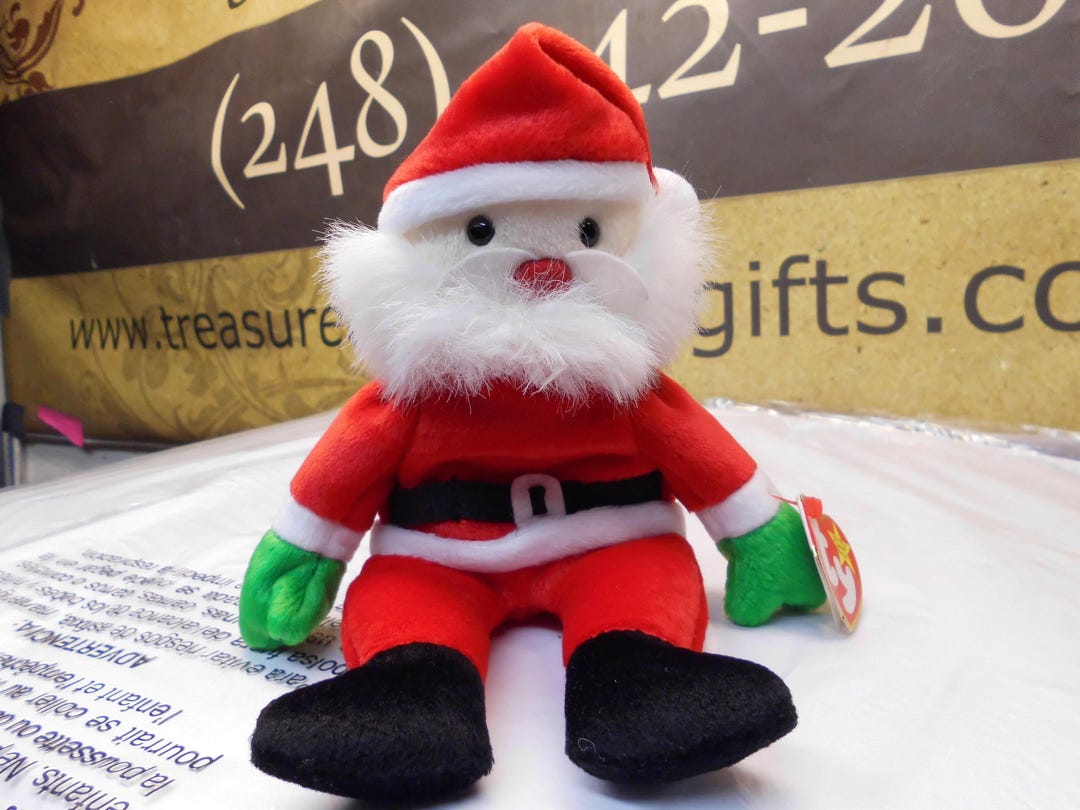 Ty Beanie Babies Santa the Red and White Holiday Plush Christmas Beanie ...