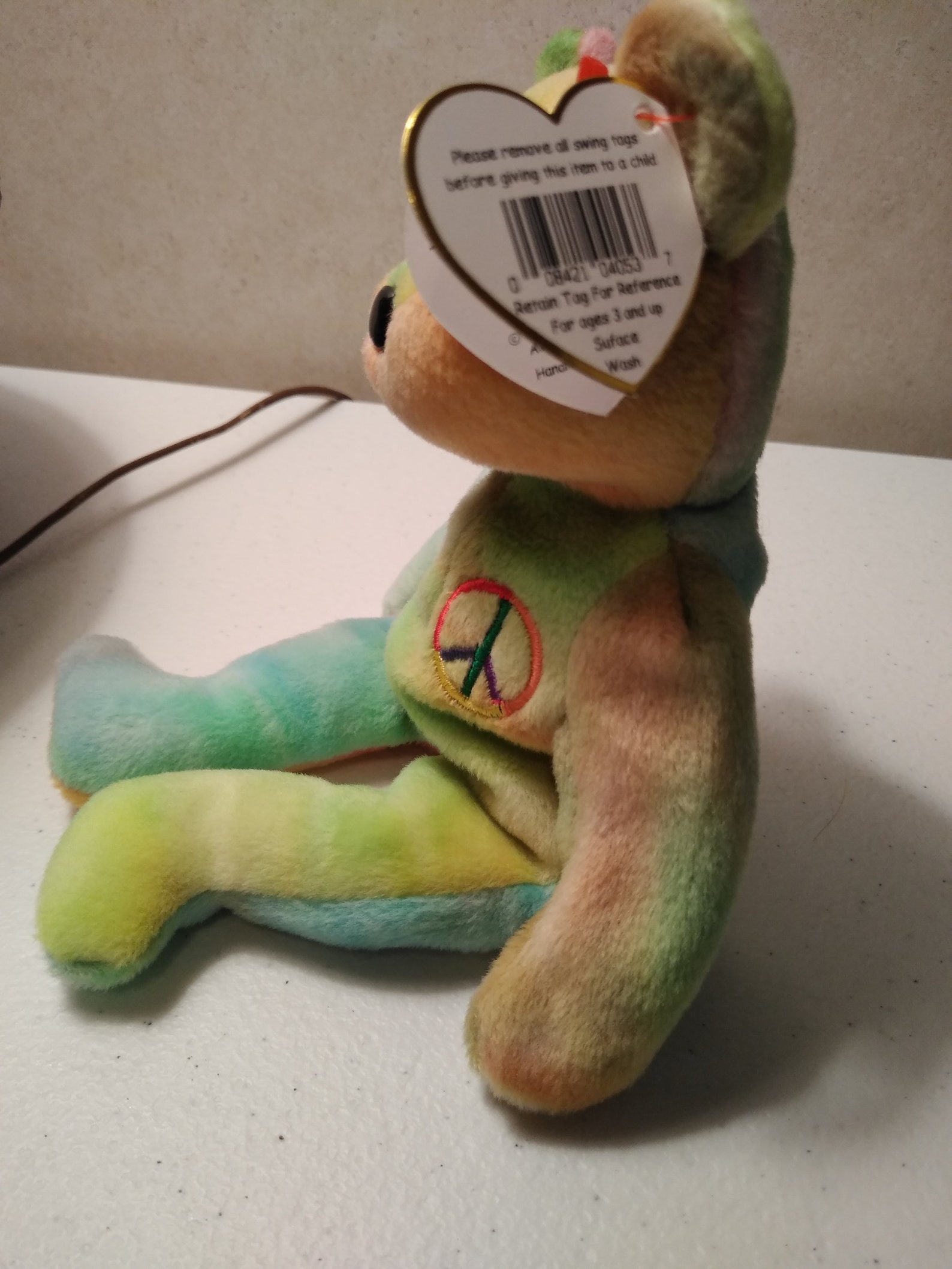 Ty Beanie Babies Peace Multi-colored Tye-dyed Bear Spelling - Etsy