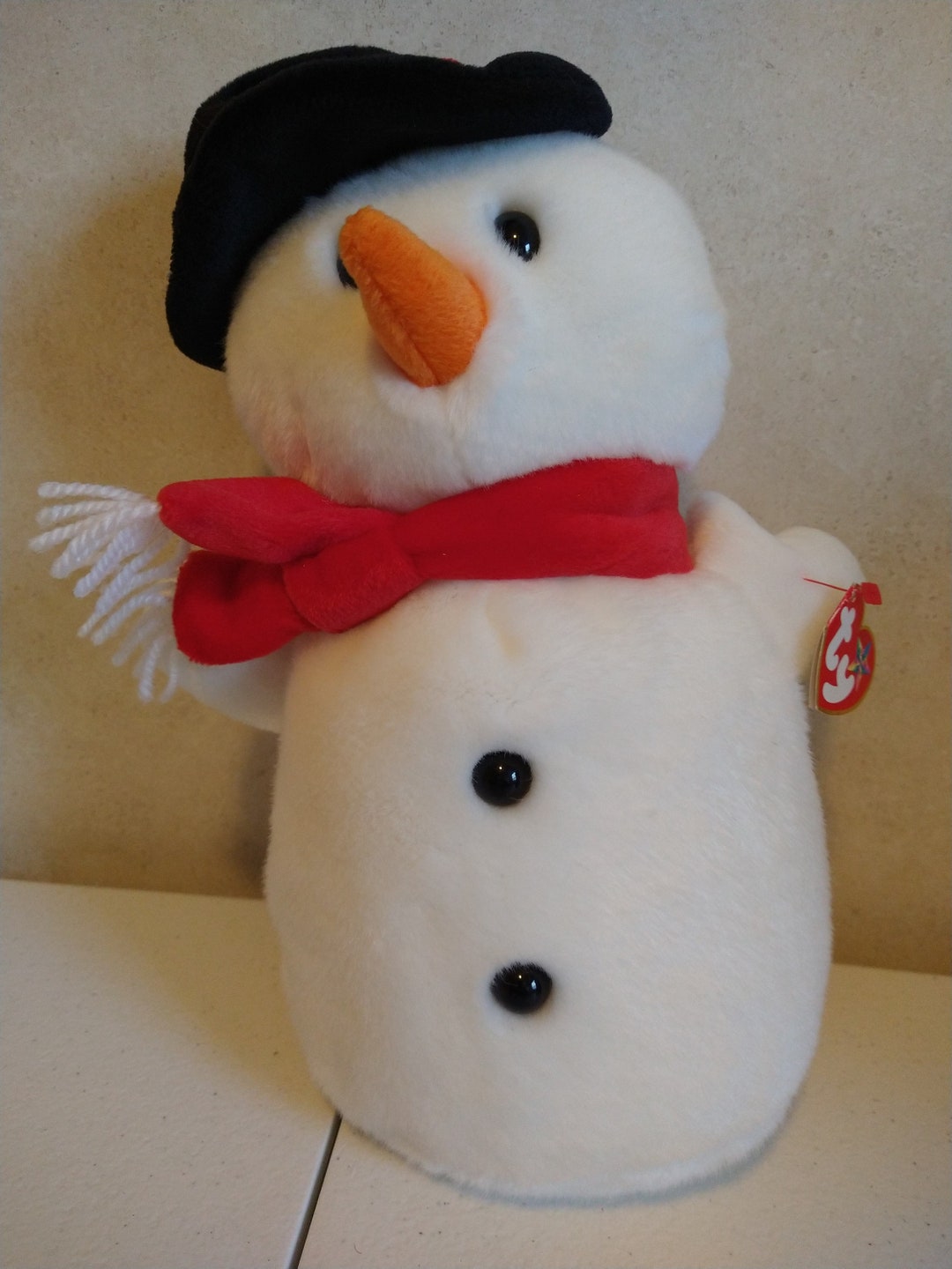 Ty Beanie Buddies' SNOWBALL the Snowman With Red Scarf and Black Hat ...