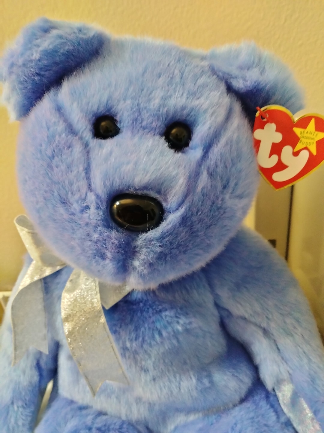 Ty Beanie Buddies Clubby 2 Light Blue (with Silver Ribbon Around Neck ...