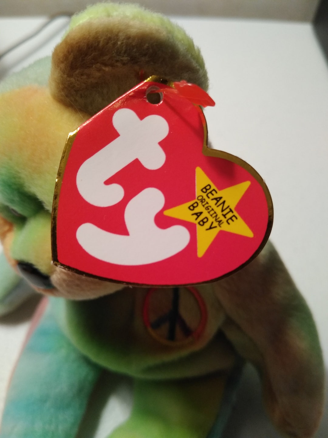 Ty Beanie Babies Peace Multi-colored Tye-dyed Bear, Spelling Errors ...