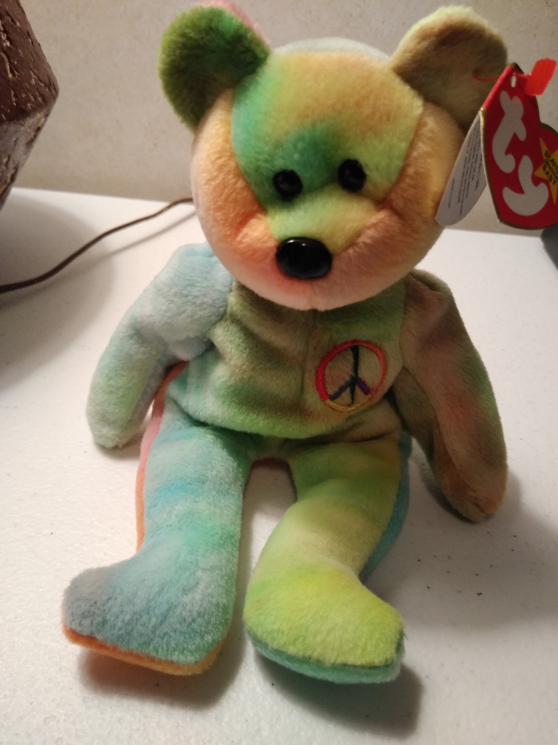 Ty Beanie Babies Peace Multi-colored Tye-Dyed Bear Spelling | Etsy