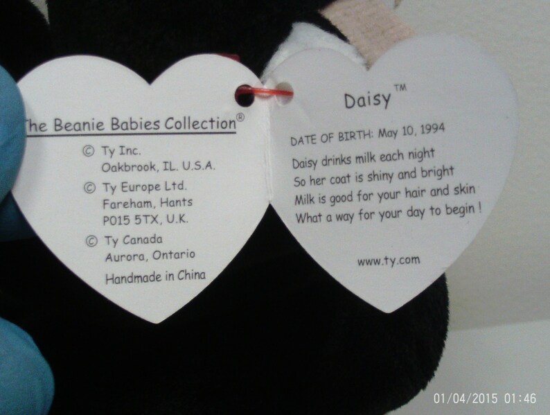 TY Beanie Baby Daisy the Black and White Cow Made With PVC - Etsy