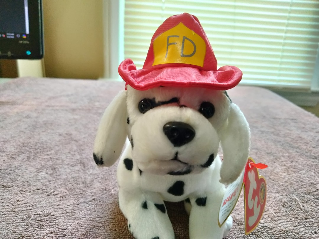 Ty Beanie Babies Fireplug the FDNY Black and White Dalmatian Dog With ...