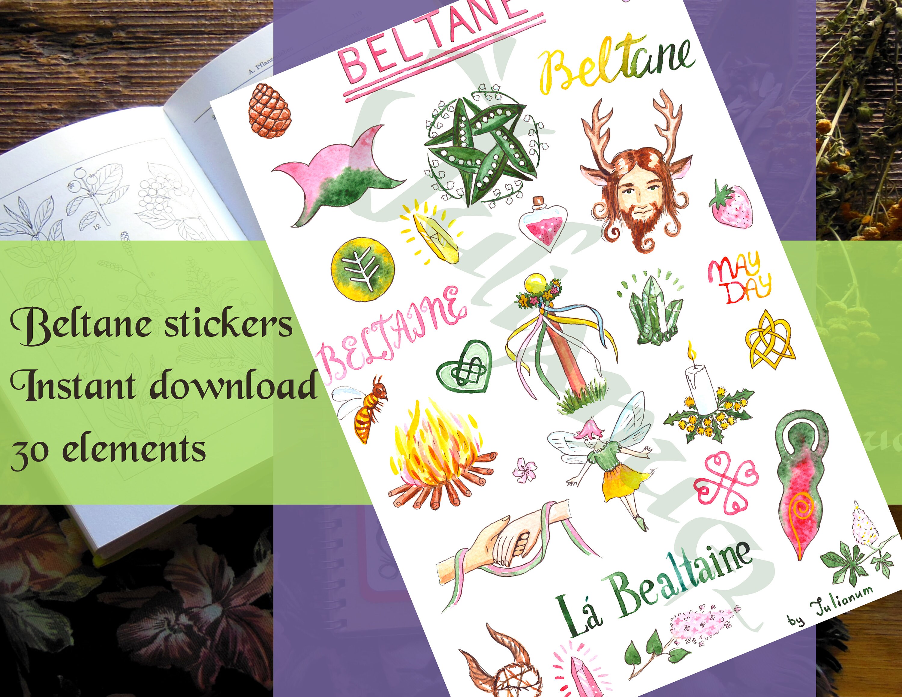 Printable Wheel of the Year Stickers Downloadable Wiccan Book - Etsy