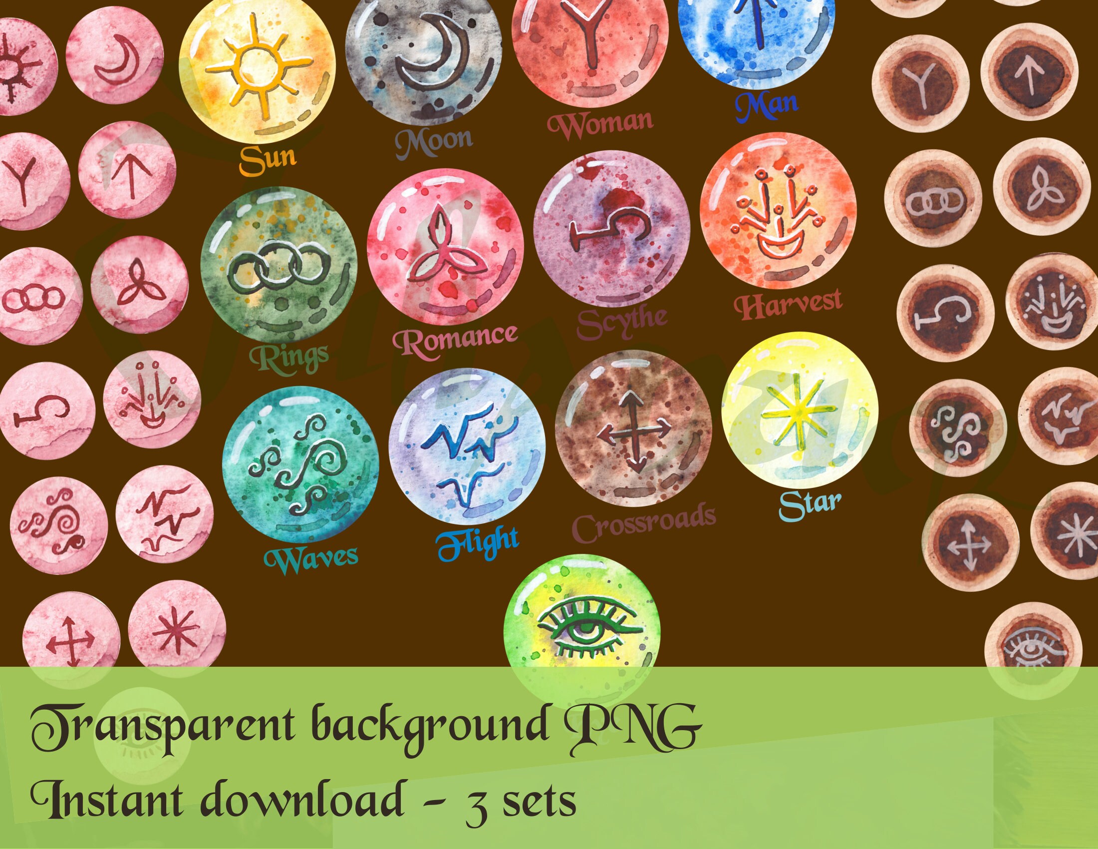 Printable 13 Witches' Runes Stickers, Witches Runes Clipart, Samhain ...