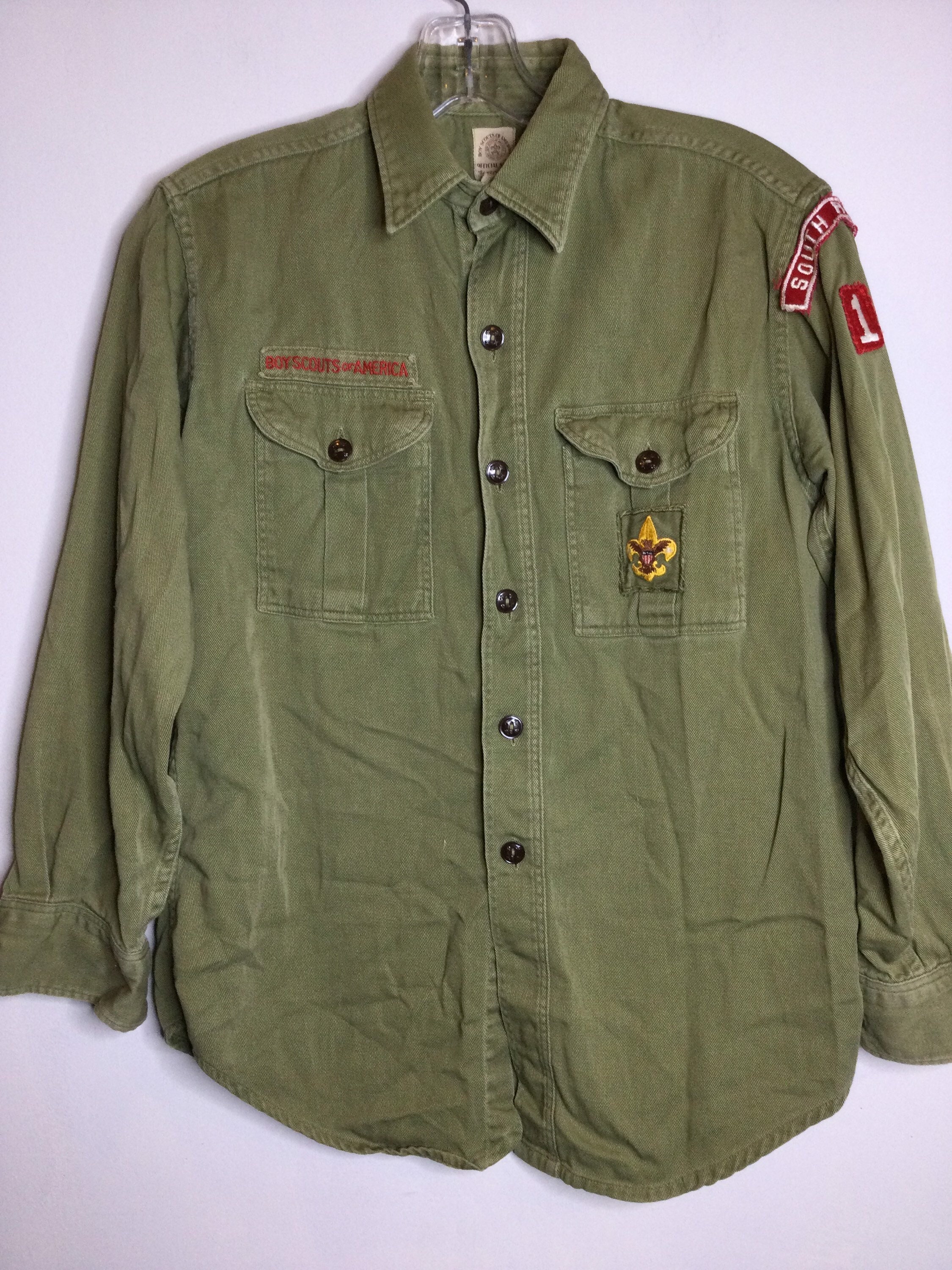 Boy Scout Shirt Green Long Sleeve Official Shirt Size 14 Sanforized - Etsy