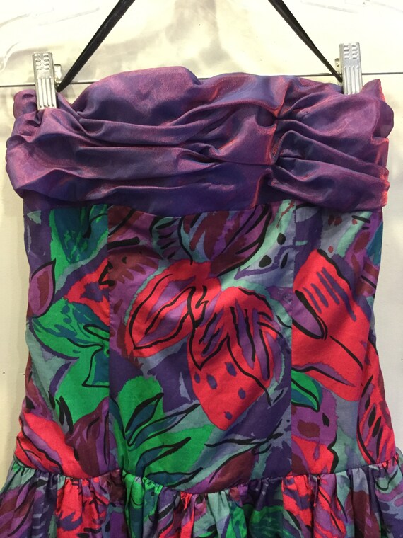 Tropical Prom Dress by Cheena Purple Pink Green Flora… - Gem