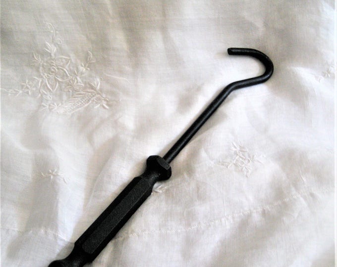 Wrought Iron Hook Tool Black Long Handle Rustic Primitive Decor for ...