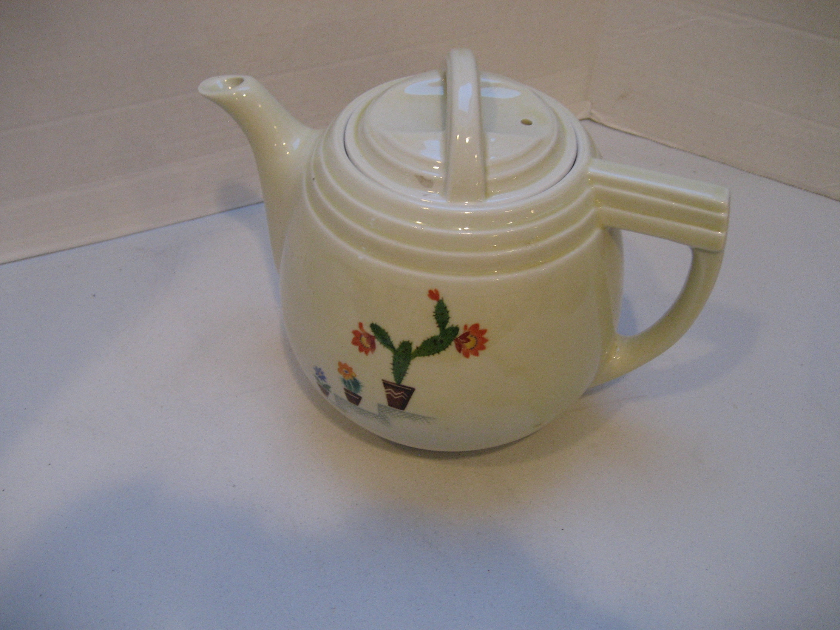Large Pottery Teapot the Enterprise Aluminum Co Cacti Design Both Sides ...