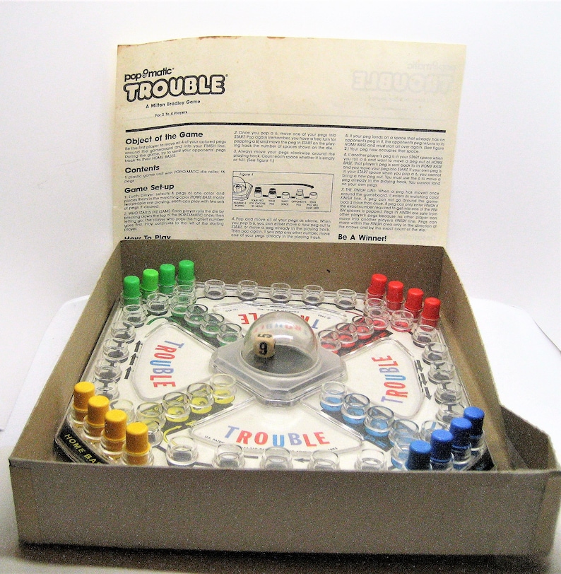 Trouble Board Game by Milton Bradley, Complete Set, 1986, Sturdy ...