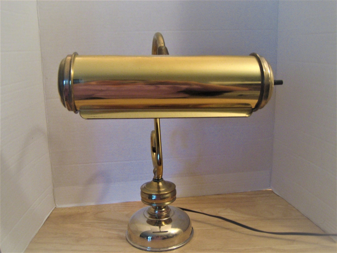 Vintage Brass Piano Lamp, Adustable Top Angle Shade, Writer's Desk Lamp ...
