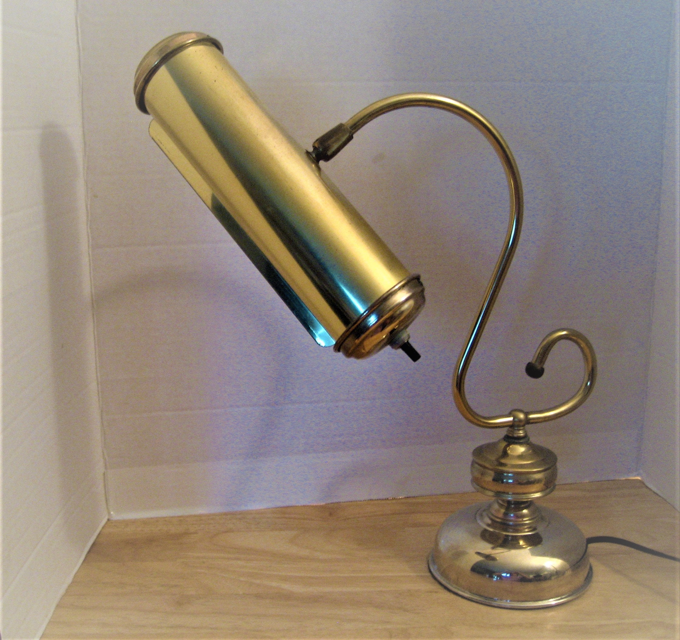 Vintage Brass Piano Lamp, Adustable Top Angle Shade, Writer's Desk Lamp ...