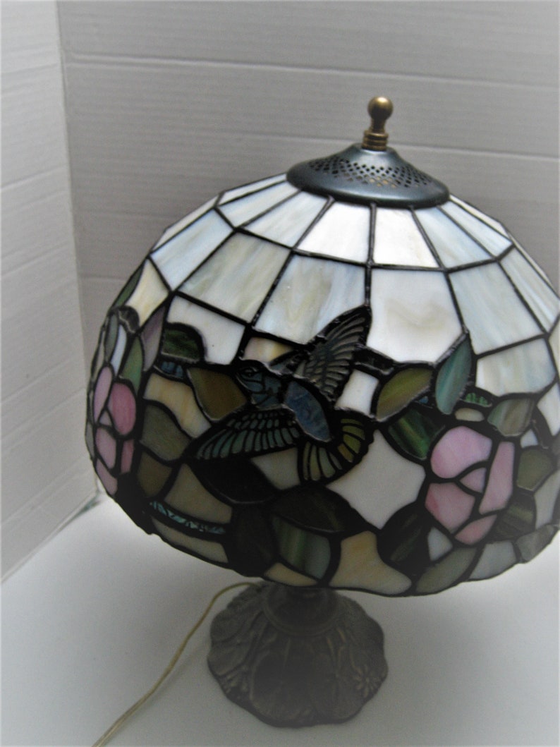 Tiffany Style Stained Glass Lamp Hummingbird & Floral - Etsy