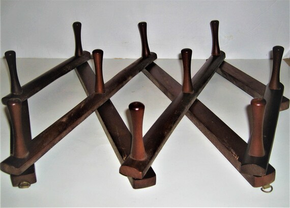 10 Peg Wood Accordion Wall Rack Expandable Entry Way Wall - Etsy