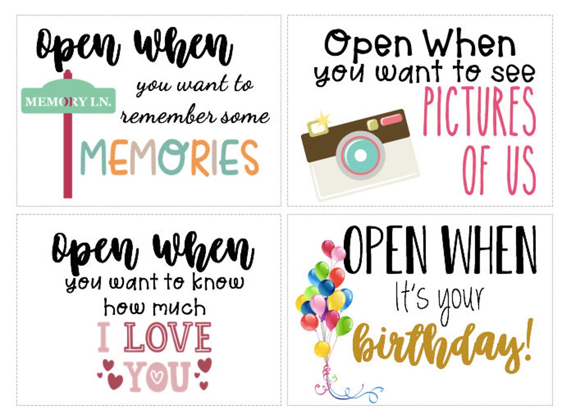 Digital Download Open When Letters Set of 20 Open When | Etsy Canada